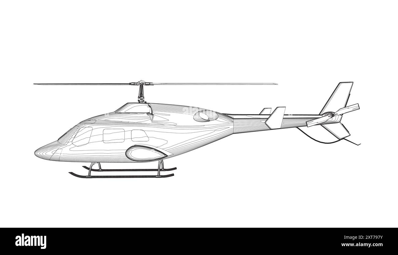 Helicopter detailed outline. Vector isolated on a white background ...