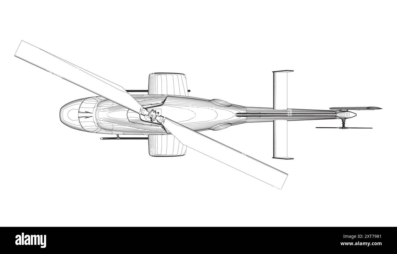 Helicopter detailed outline. Vector isolated on a white background ...