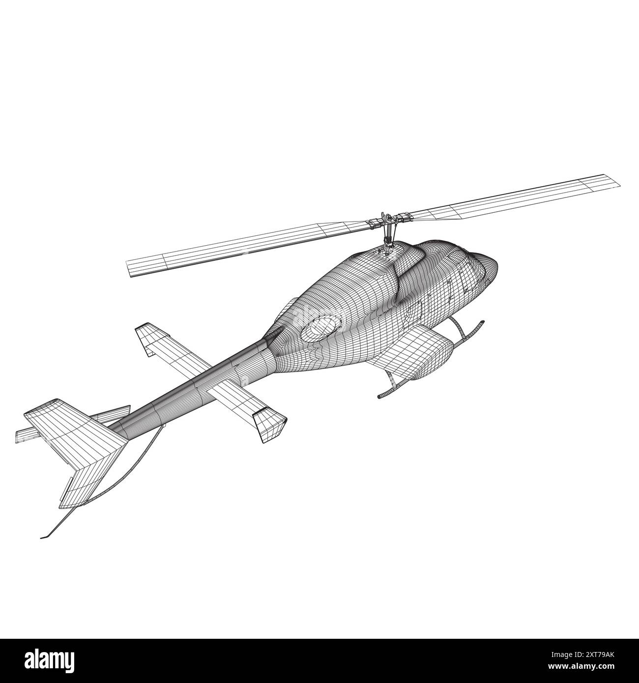 Helicopter detailed wireframe. Vector isolated on a white background ...