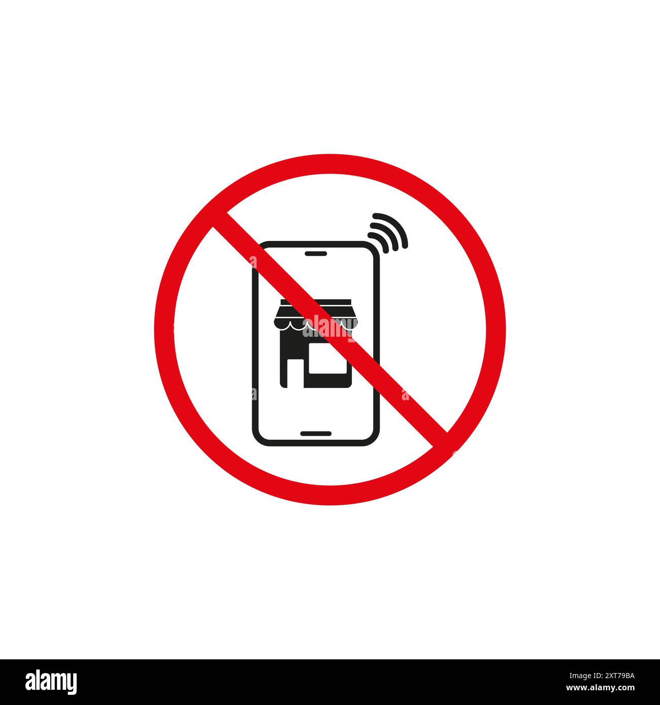 No mobile payment. Red prohibition sign. Smartphone icon crossed ...