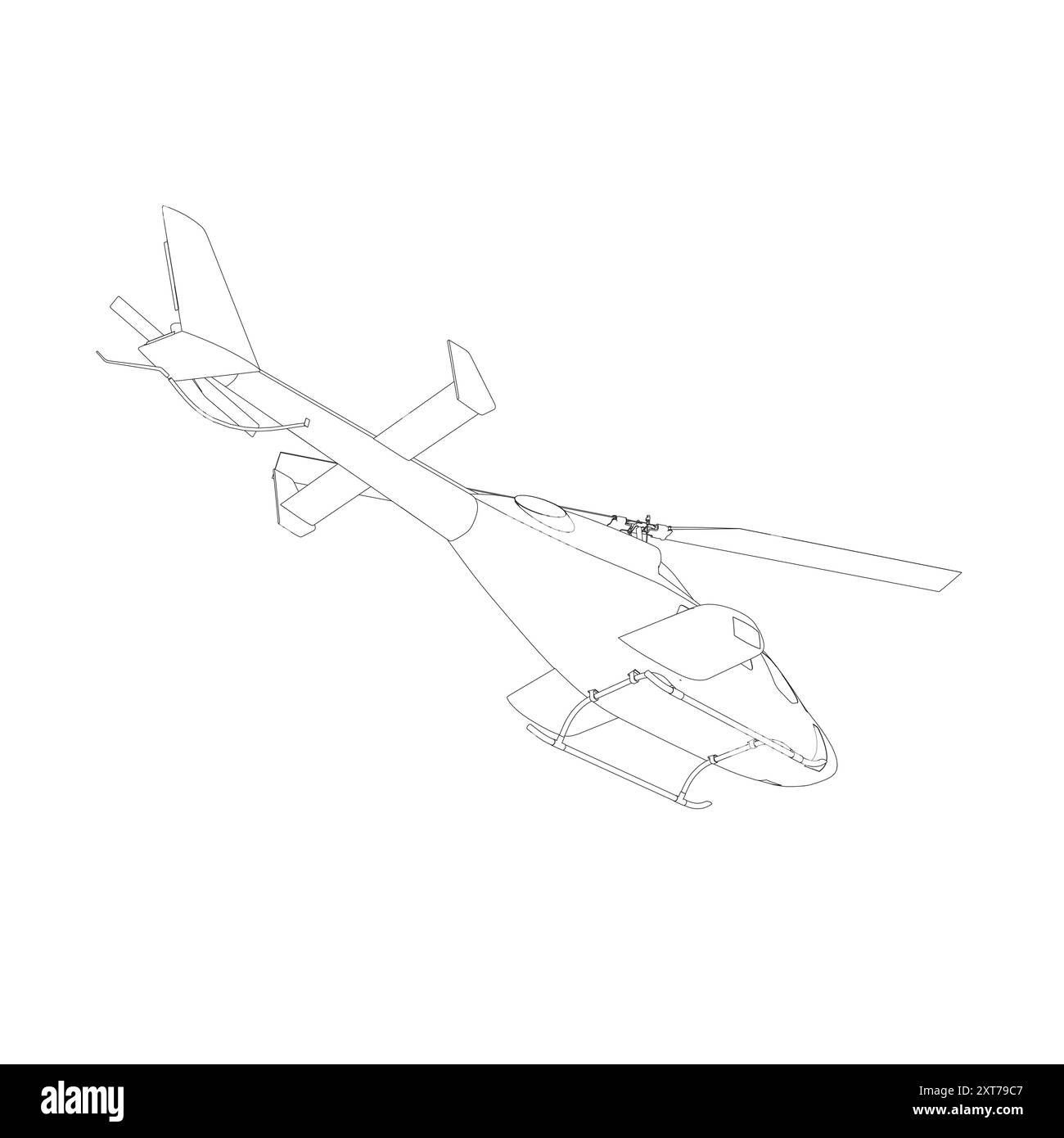 Helicopter detailed outline. Vector isolated on a white background ...