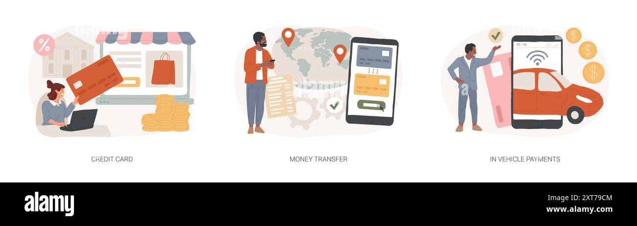 Digital payment isolated concept vector illustration set Stock Vector ...