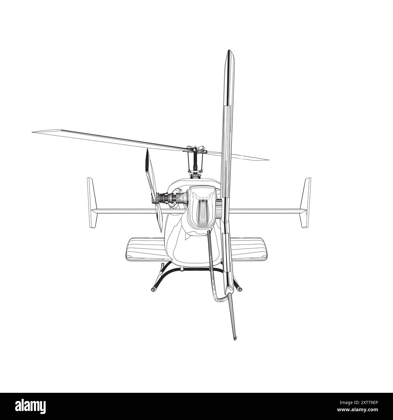 Helicopter detailed outline. Vector isolated on a white background ...