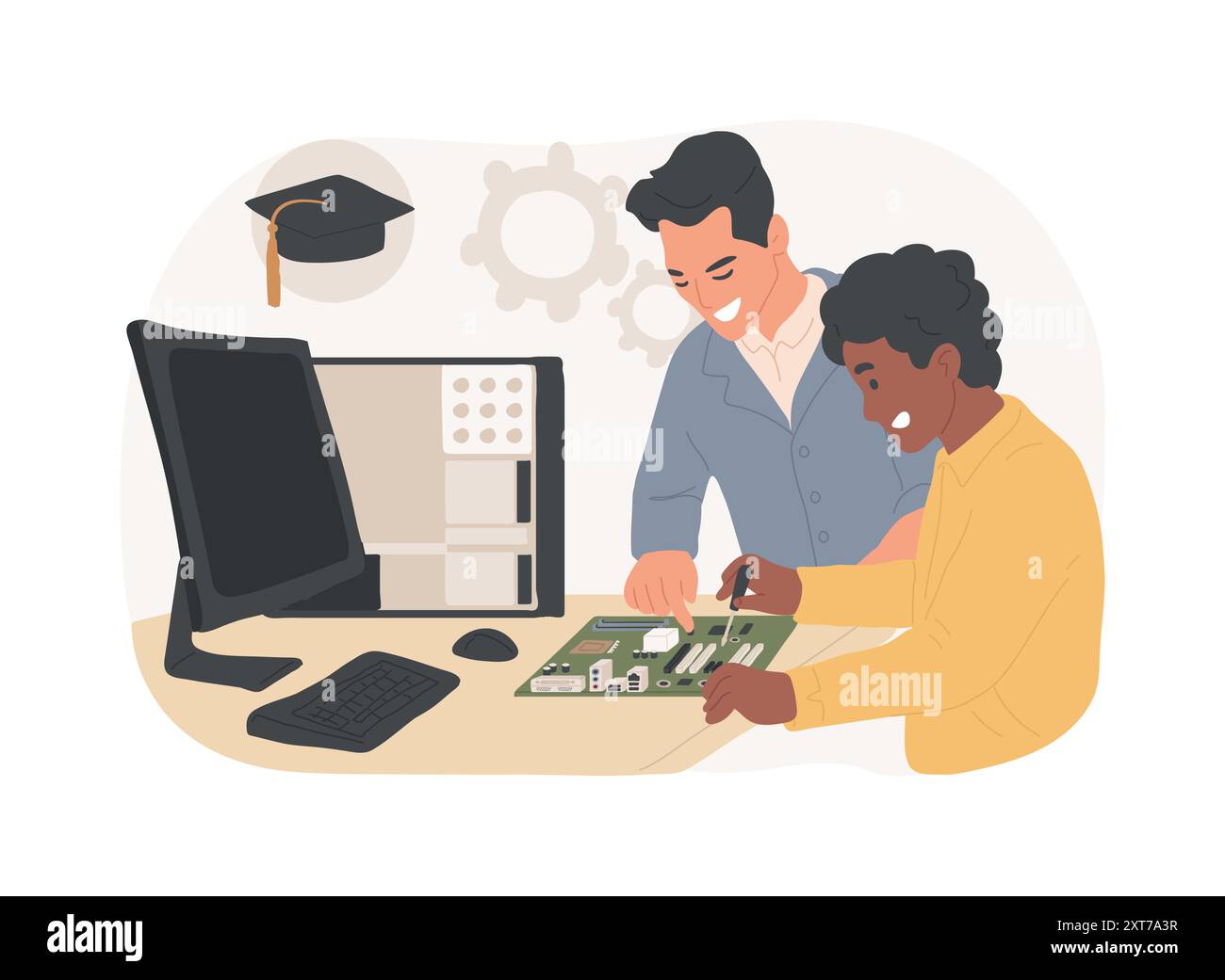 PC maintenance and repair isolated cartoon vector illustrations Stock ...