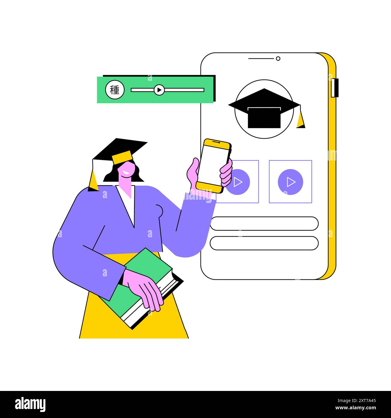 Educational apps isolated cartoon vector illustrations Stock Vector ...