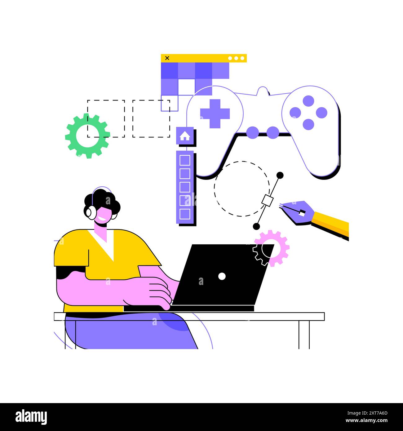 Game production isolated cartoon vector illustrations Stock Vector ...