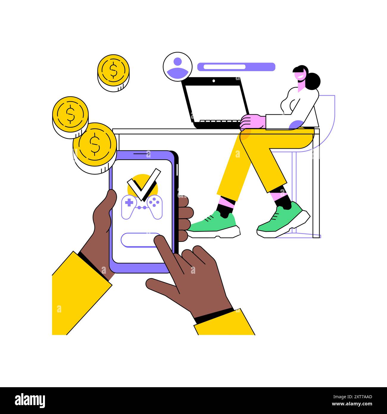 Online game monetization isolated cartoon vector illustrations Stock ...