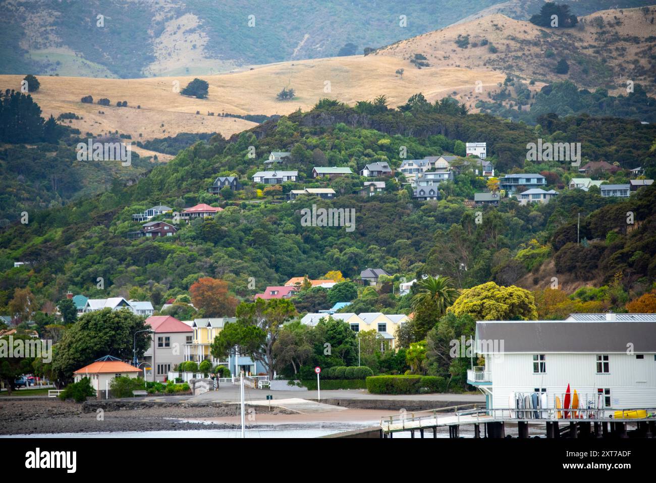 Town of Akaroa - New Zealand Stock Photo - Alamy