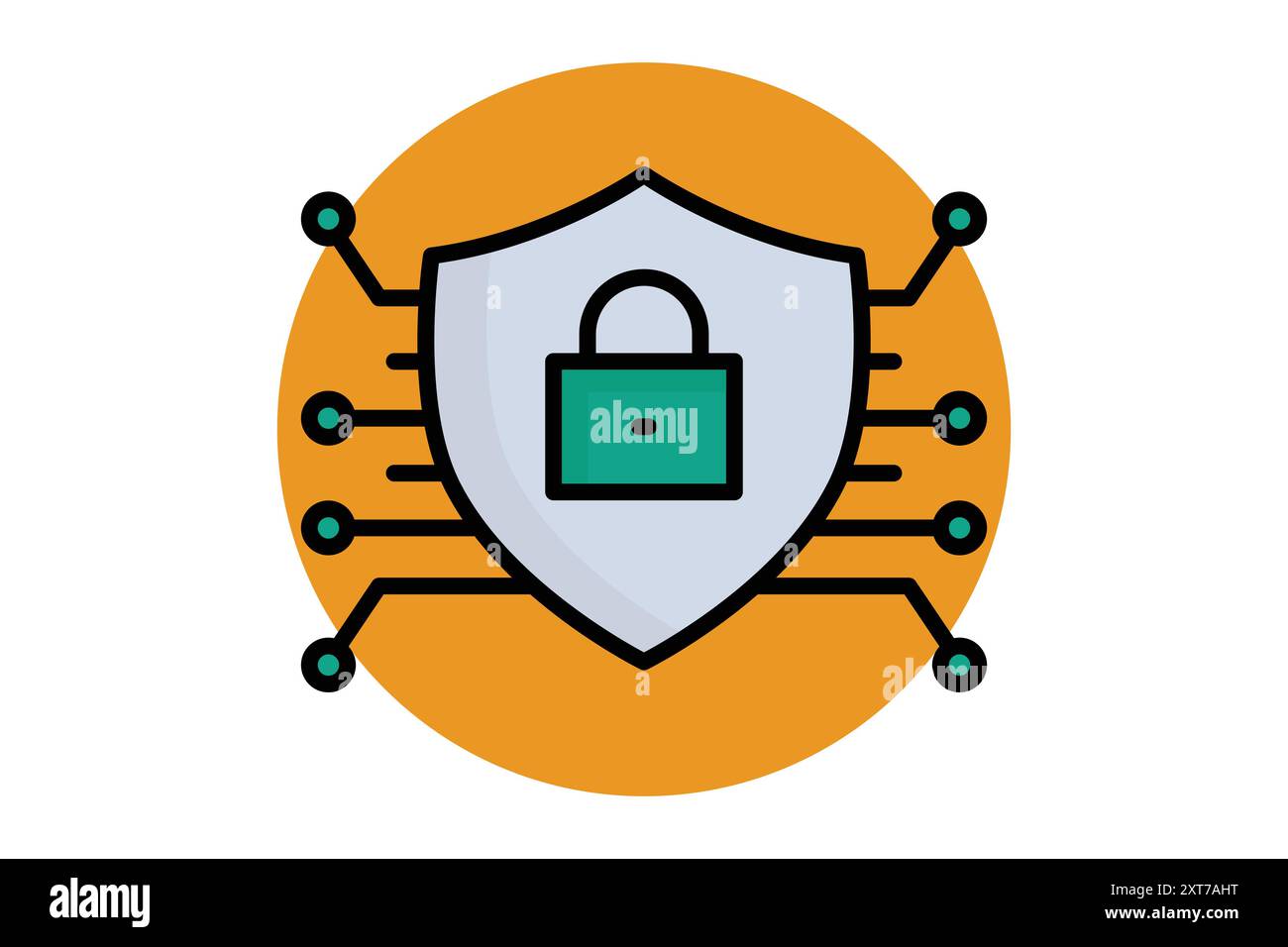 Cybersecurity colored outline icon. icon related to technology. data ...
