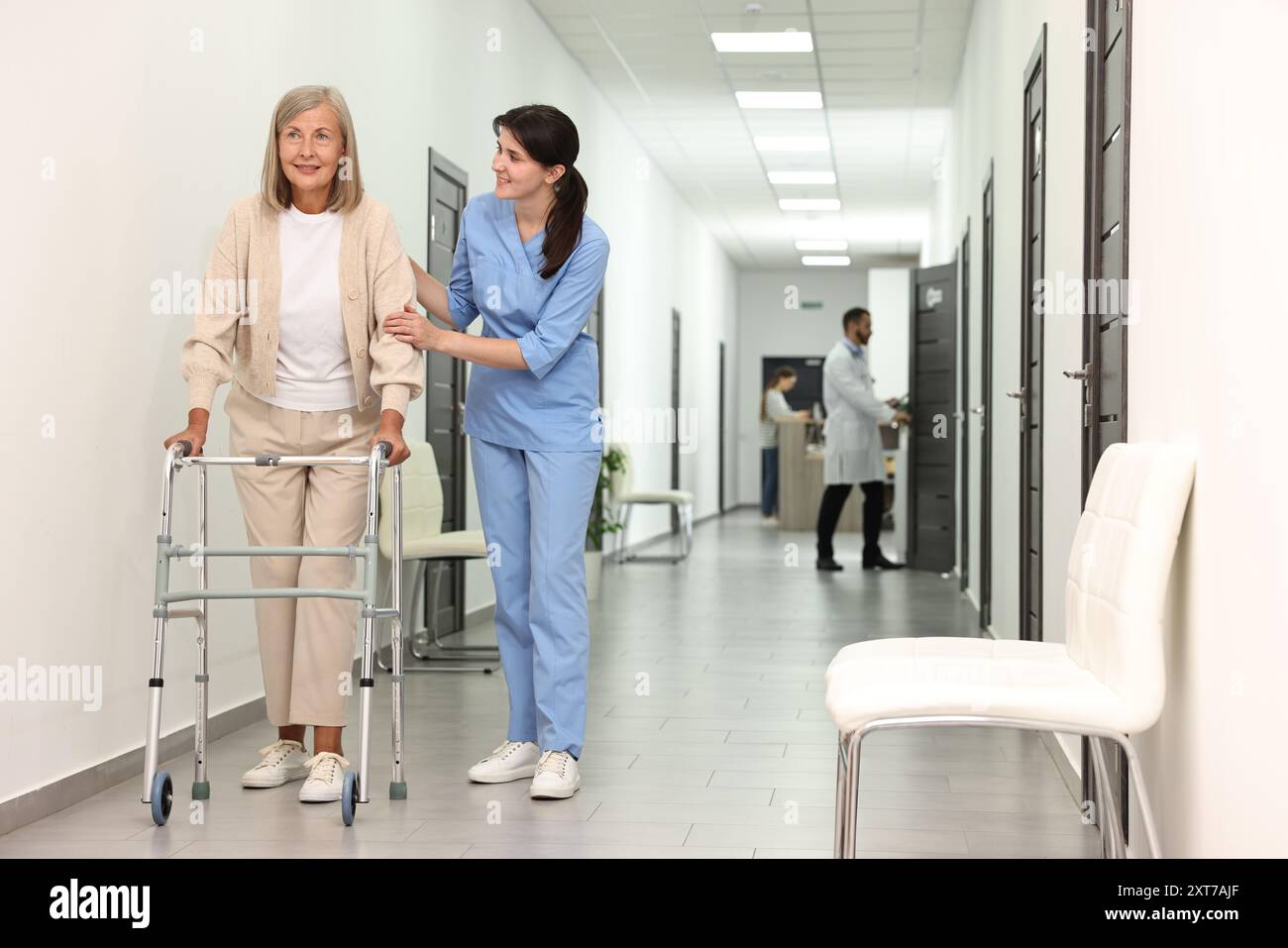 Walker in hall hospital hi-res stock photography and images - Alamy