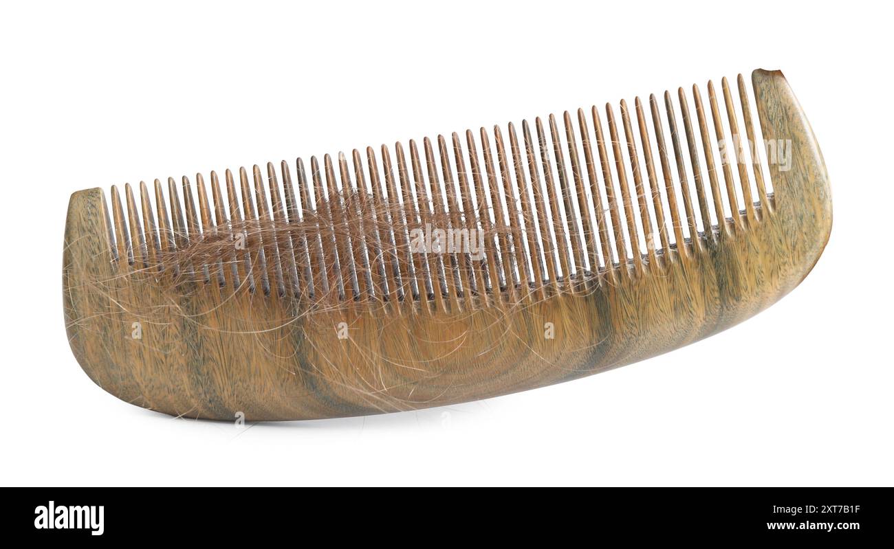 One comb with lost hair on white background Stock Photo - Alamy