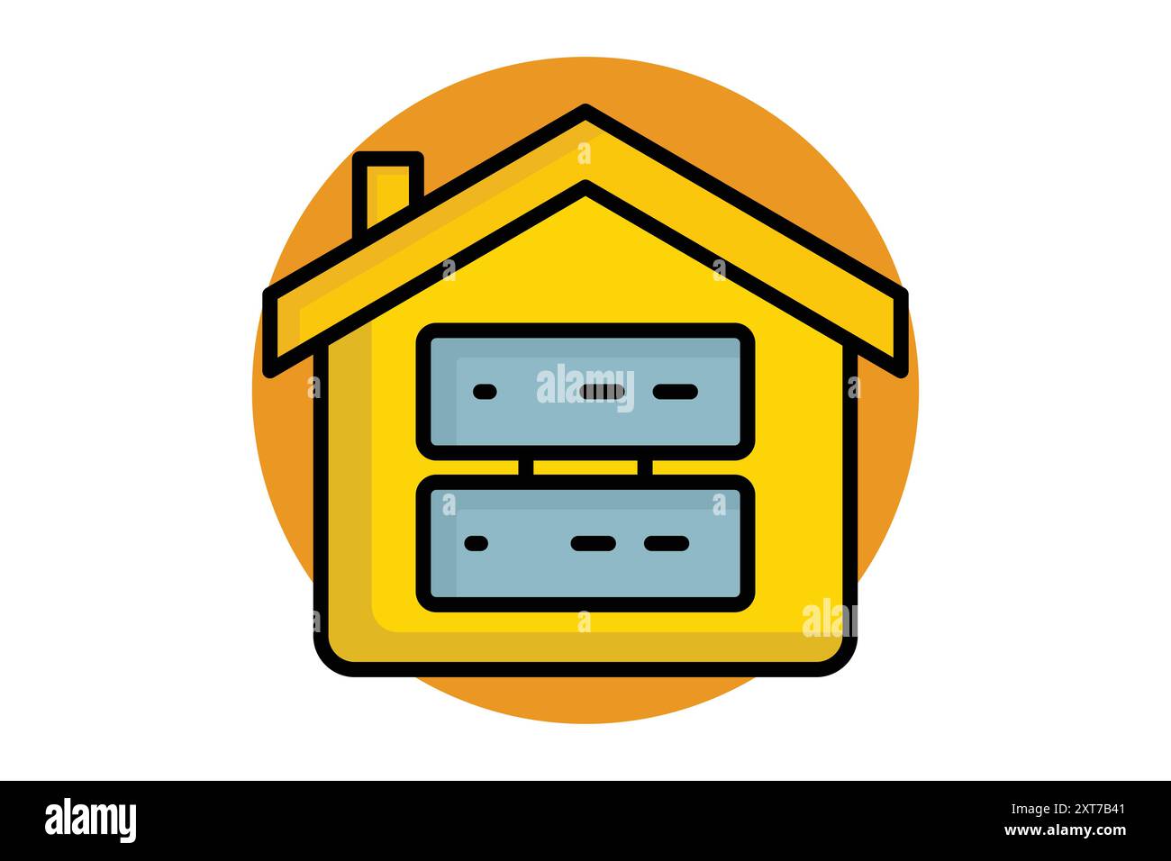 Data warehouse colored outline icon. house with big data. icon related ...