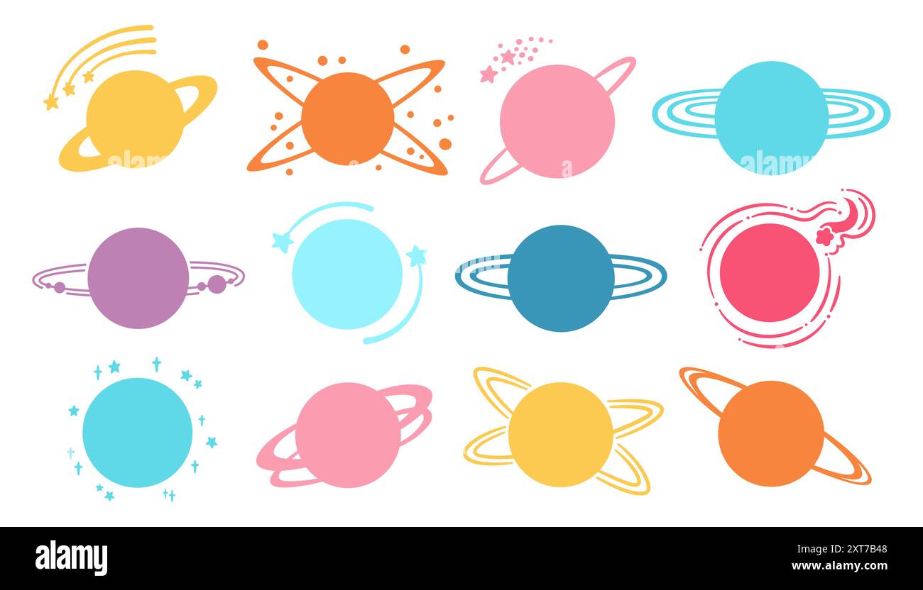 Fantasy cartoon planets multicolor hi-res stock photography and images ...