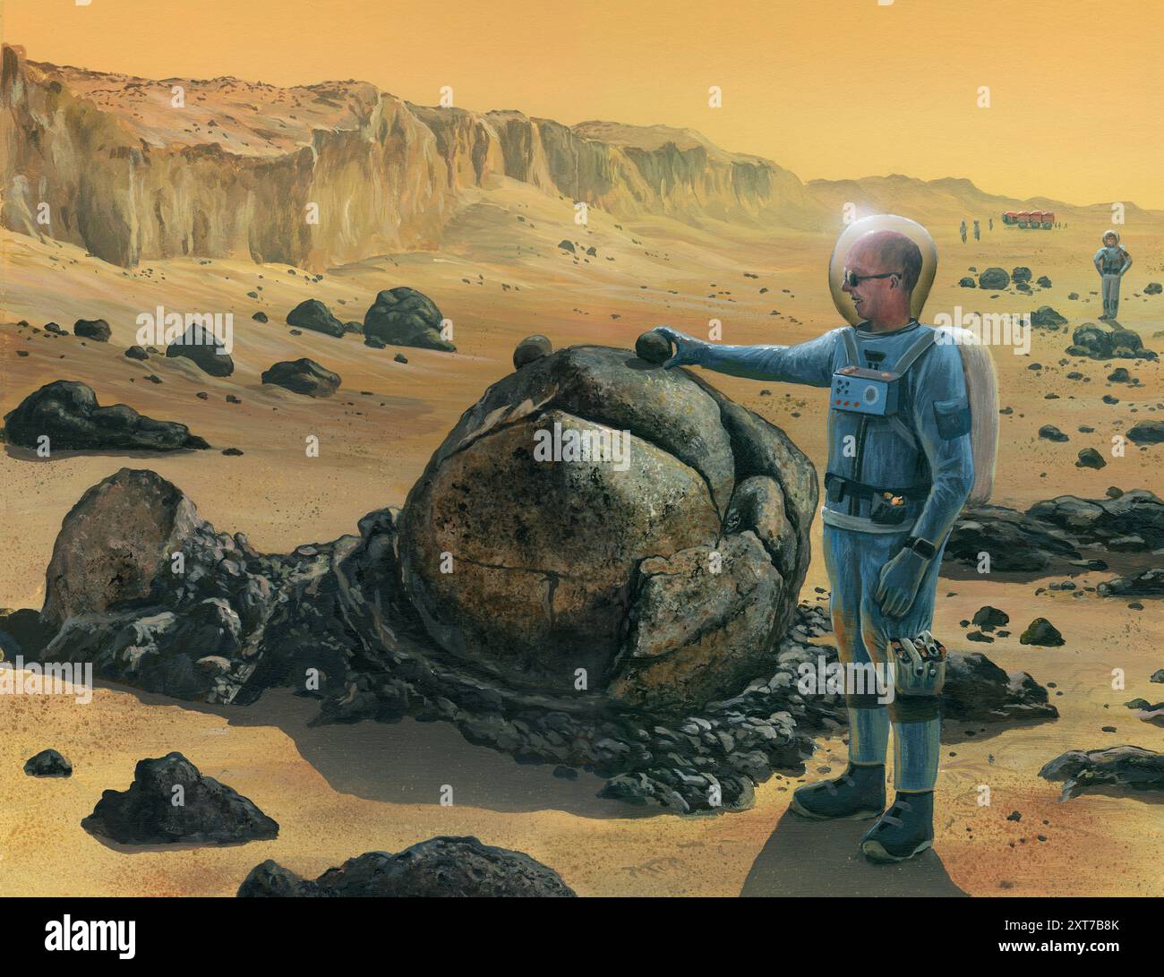 Illustration of astronauts exploring Mars Stock Photo - Alamy