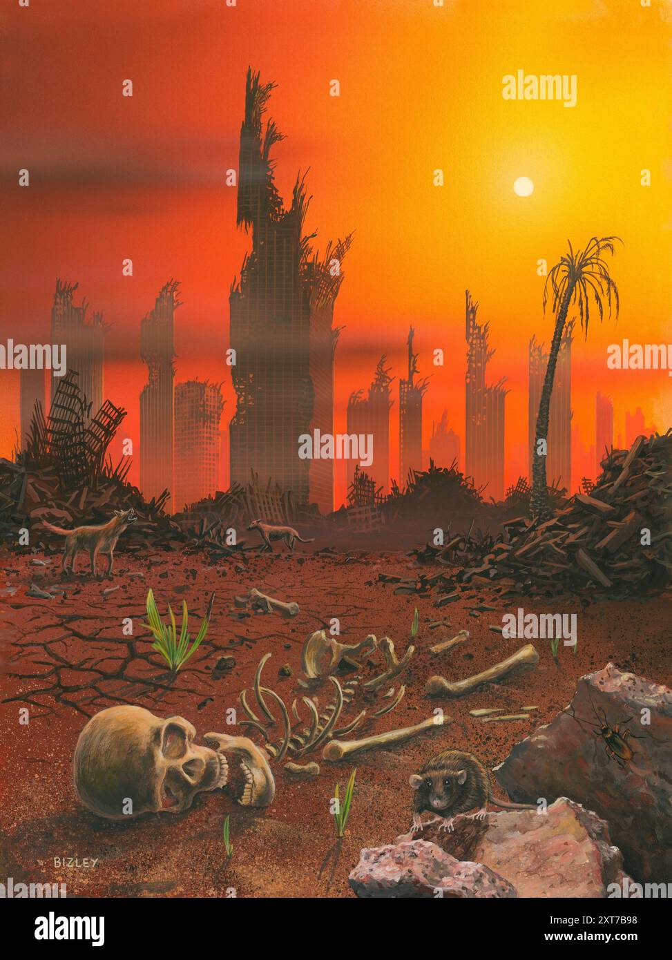 Conceptual illustration of human extinction. Some contributors to the ...