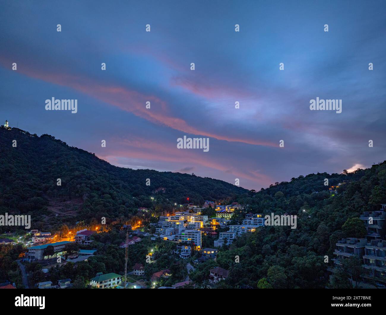 aerial view Horizon panorama mountain and dramatic twilight sky and ...
