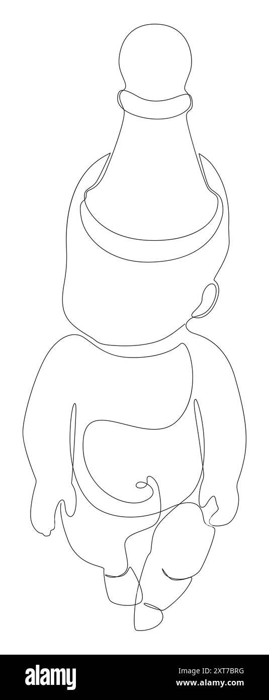 One continuous line of pawn, chess piece with a baby. Thin Line ...