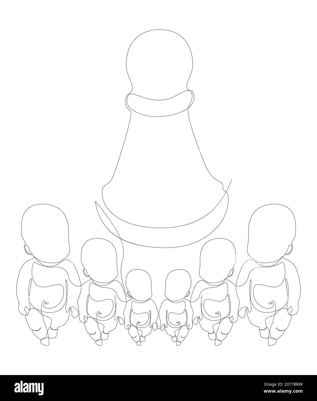 One continuous line of pawn, chess piece with a baby. Thin Line ...