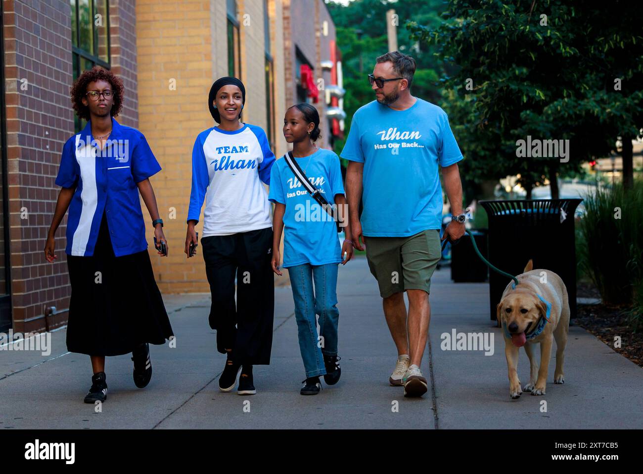 Rep. Ilhan Omar, second from left, walks with her daughters, Isra Hirsi ...