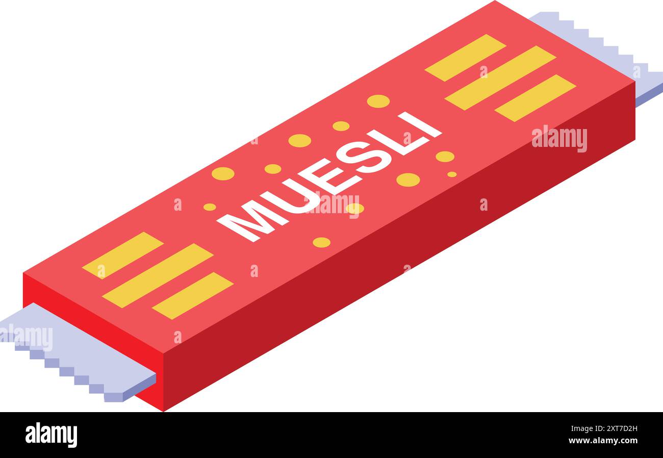 Red muesli bar packaging standing up on a white background Stock Vector ...