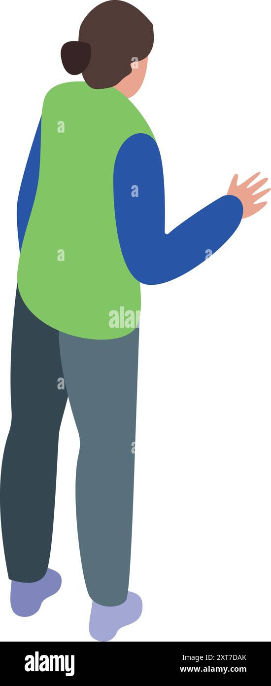 Promoter girl showing something isometric icon vector illustration ...