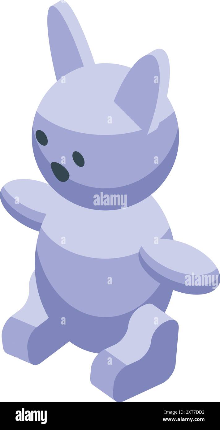 Cute purple bunny toy sitting with open arms isometric Stock Vector ...