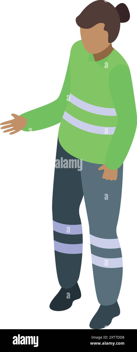 Emergency doctor wearing green uniform with reflective stripes standing ...