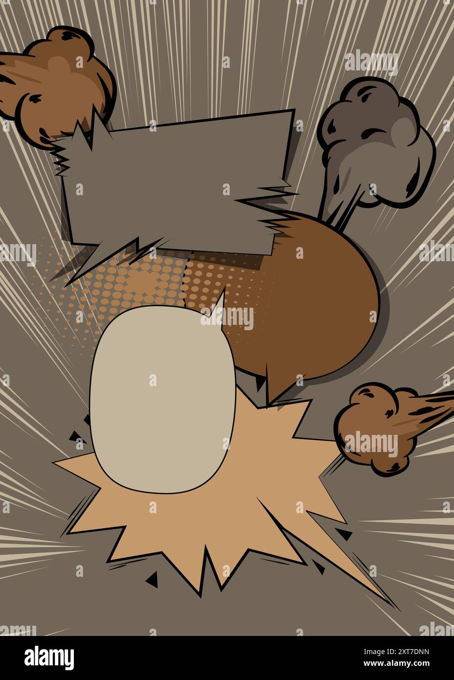Cartoon gray and brown background, comic book backdrop. Retro vector ...