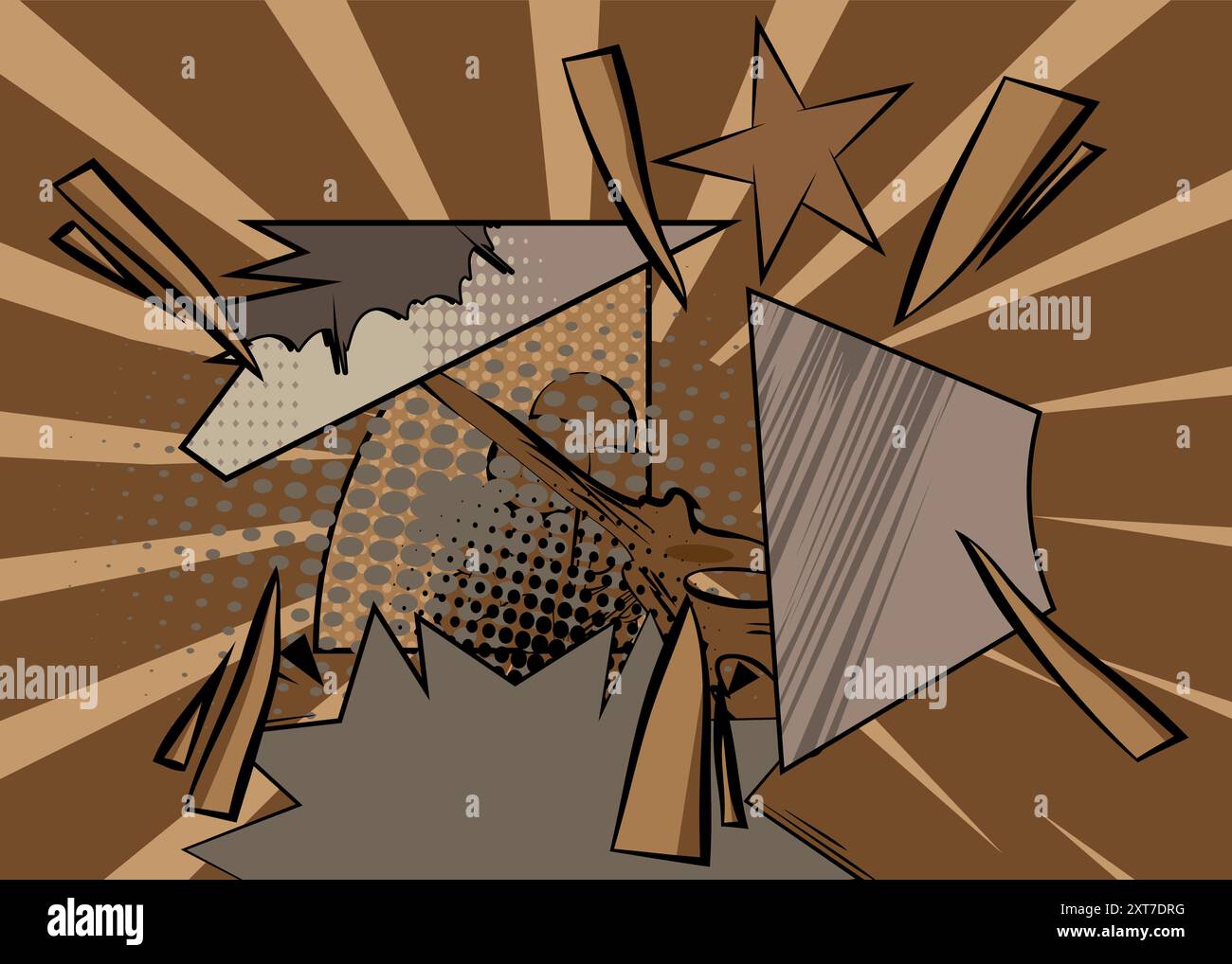 Cartoon gray and brown background, comic book backdrop. Retro vector ...