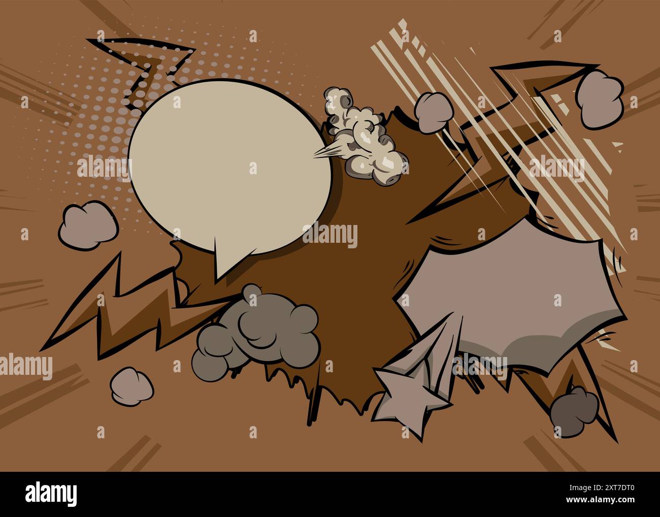 Cartoon gray and brown background, comic book backdrop. Retro vector ...
