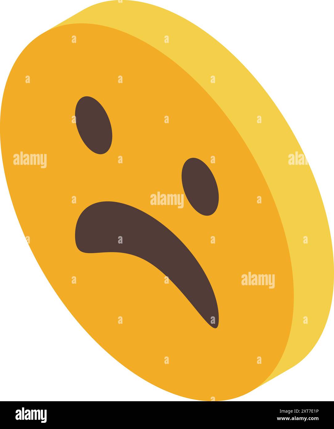 Yellow sad emoji with a downcast mouth expressing a negative emotion ...