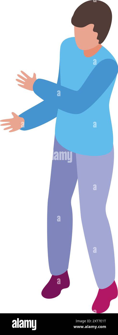 Isometric young man explaining something using hand gestures Stock ...