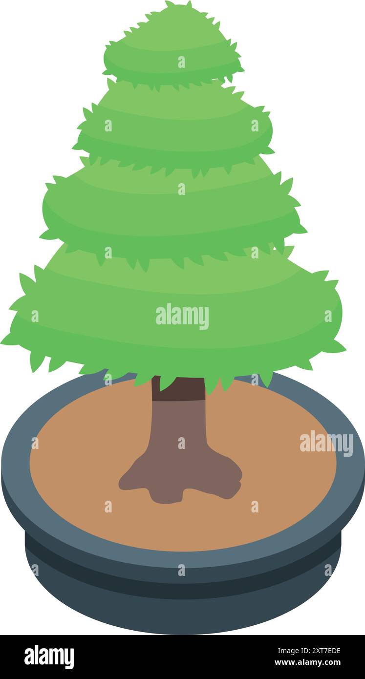 Small bonsai tree with a round shape, growing in a pot Stock Vector ...