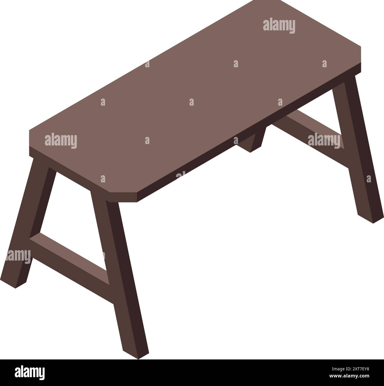 Simple wooden bench with an isometric design, ideal for illustrating ...