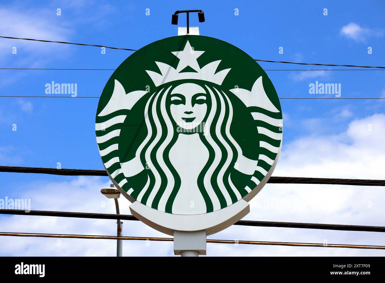 Starbucks sign, American multinational chain of coffeehouses and ...