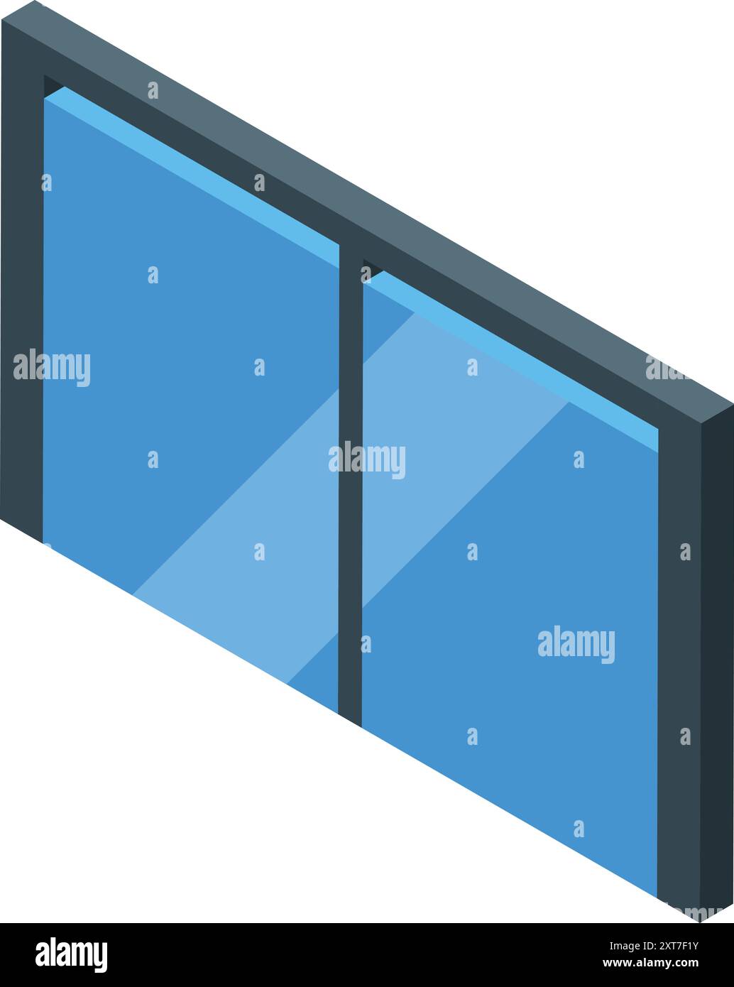 Isometric position of a double glazed window being installed in a house ...