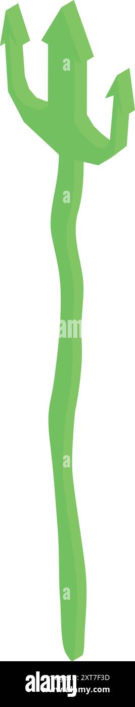 Green trident devil pitchfork standing up on a white background Stock ...