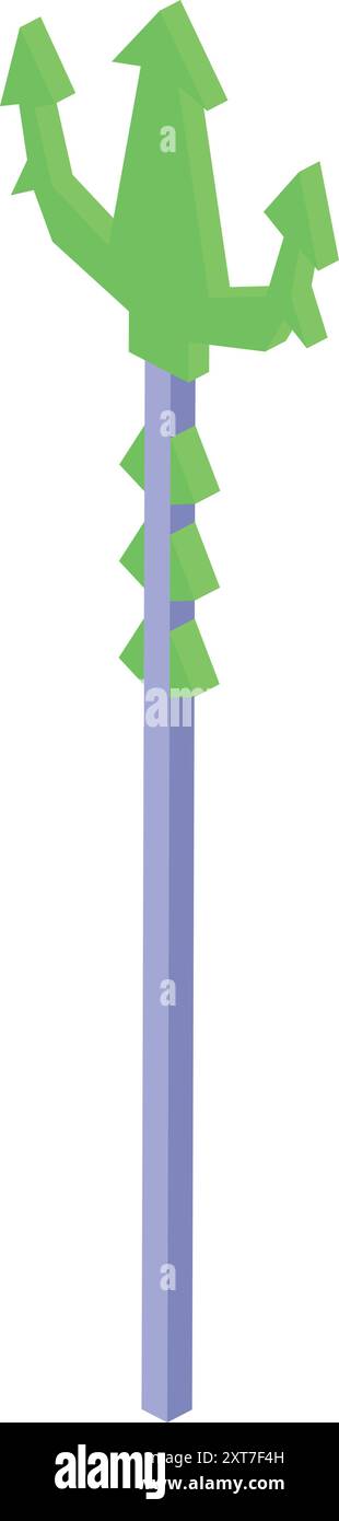 Green trident with spikes standing up on a white background Stock ...