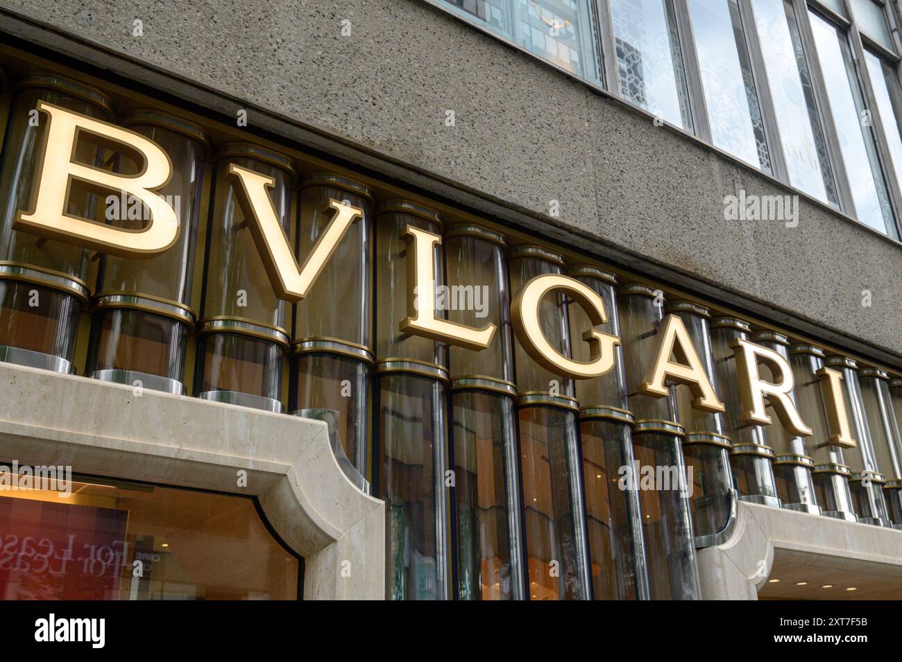 Toronto, ON, Canada – April 22, 2024:View at sign of a Bulgari store in ...