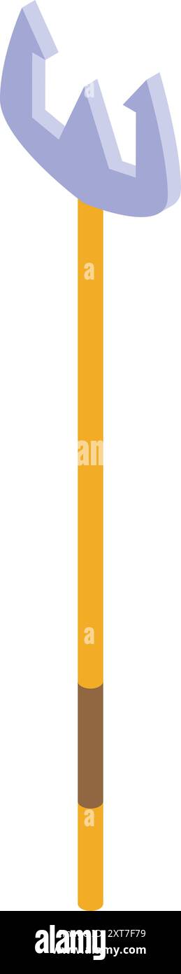 Isometric trident pole weapon standing up isolated on white background ...