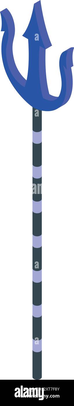 Blue trident devil pitchfork standing up isolated on white background ...