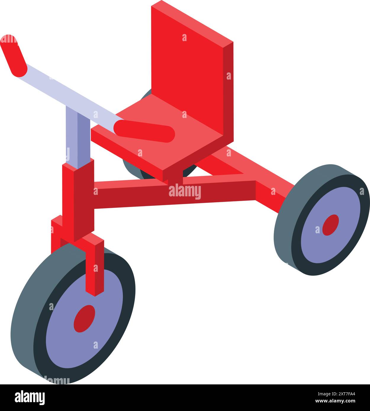 Red tricycle standing on white background, isometric view, perfect for ...