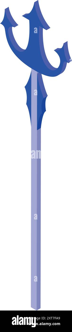 Blue trident standing on the ground isolated on white background Stock ...