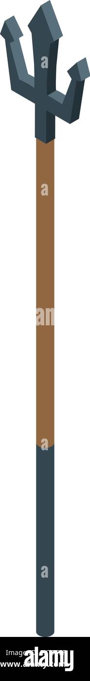 Isometric black trident with wooden handle for fighting in battle Stock ...