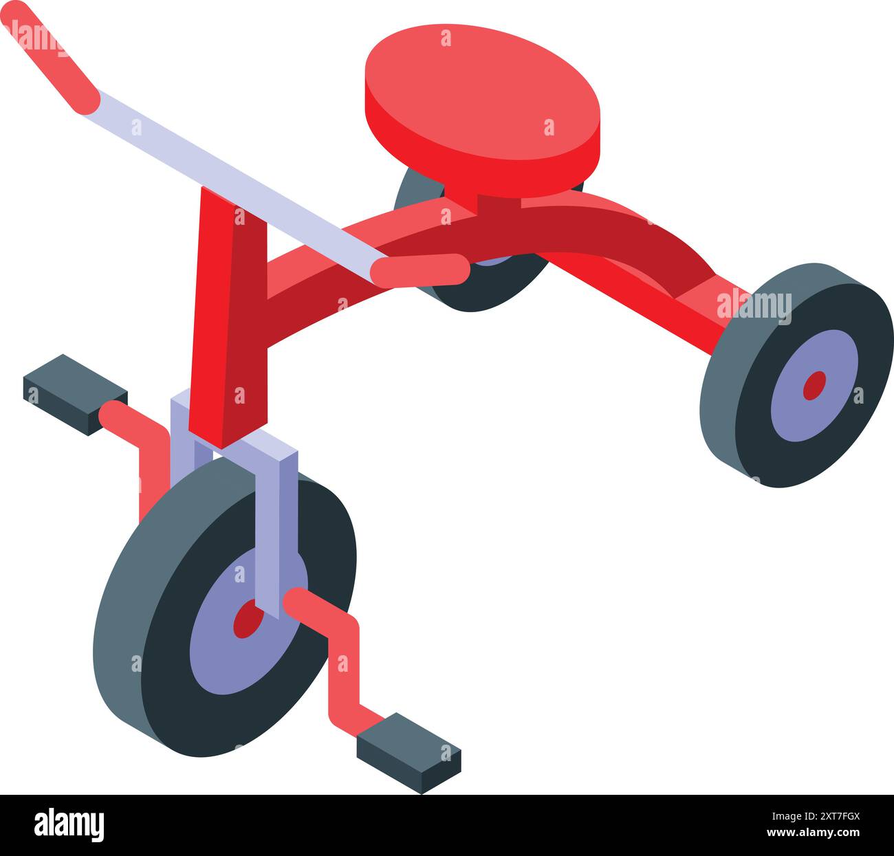 Red pedal tricycle standing on white background, isometric view Stock ...