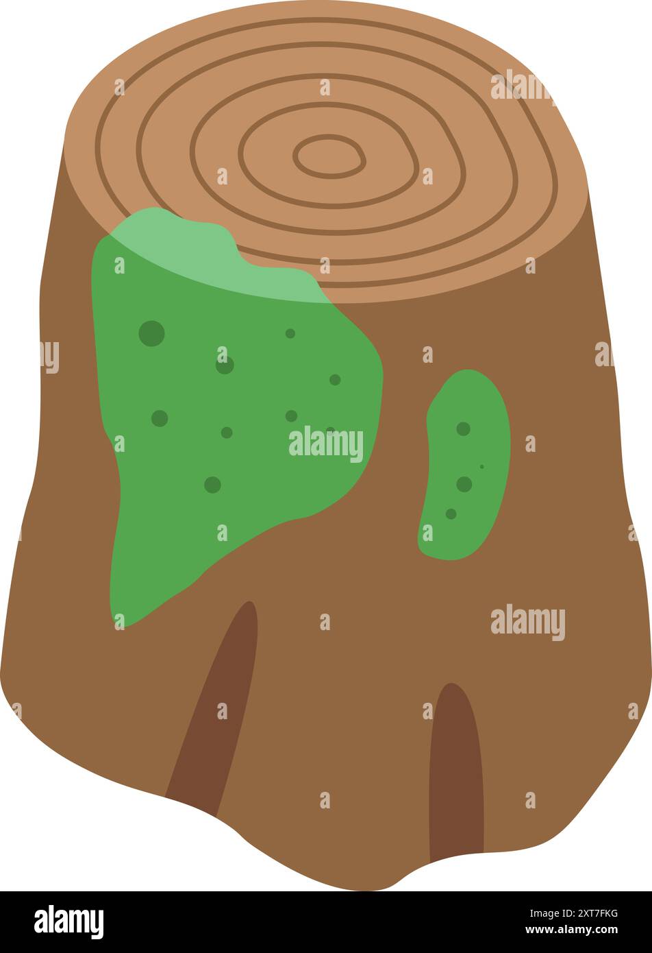 Isometric view of an old tree stump covered with green moss Stock ...