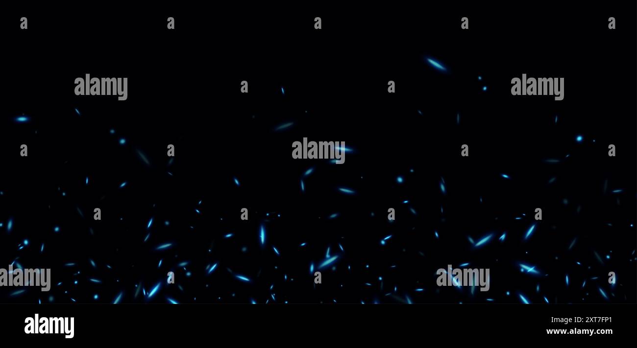 Blue fire sparks, abstract glowing embers, heat sparkles, flying flame ...