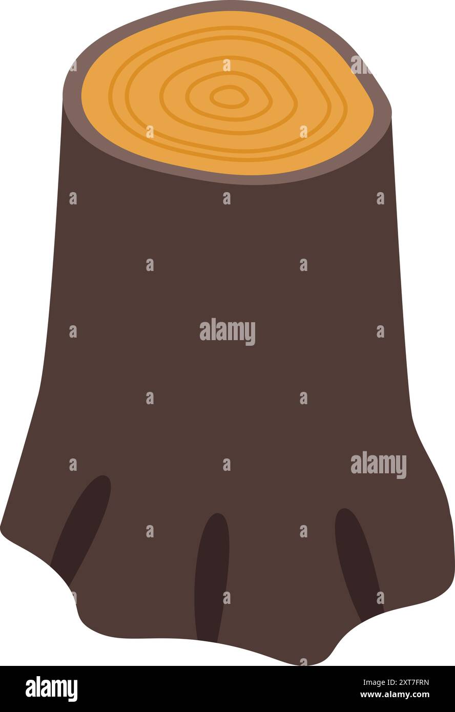 Tree stump showing growth rings is isolated on white background Stock ...