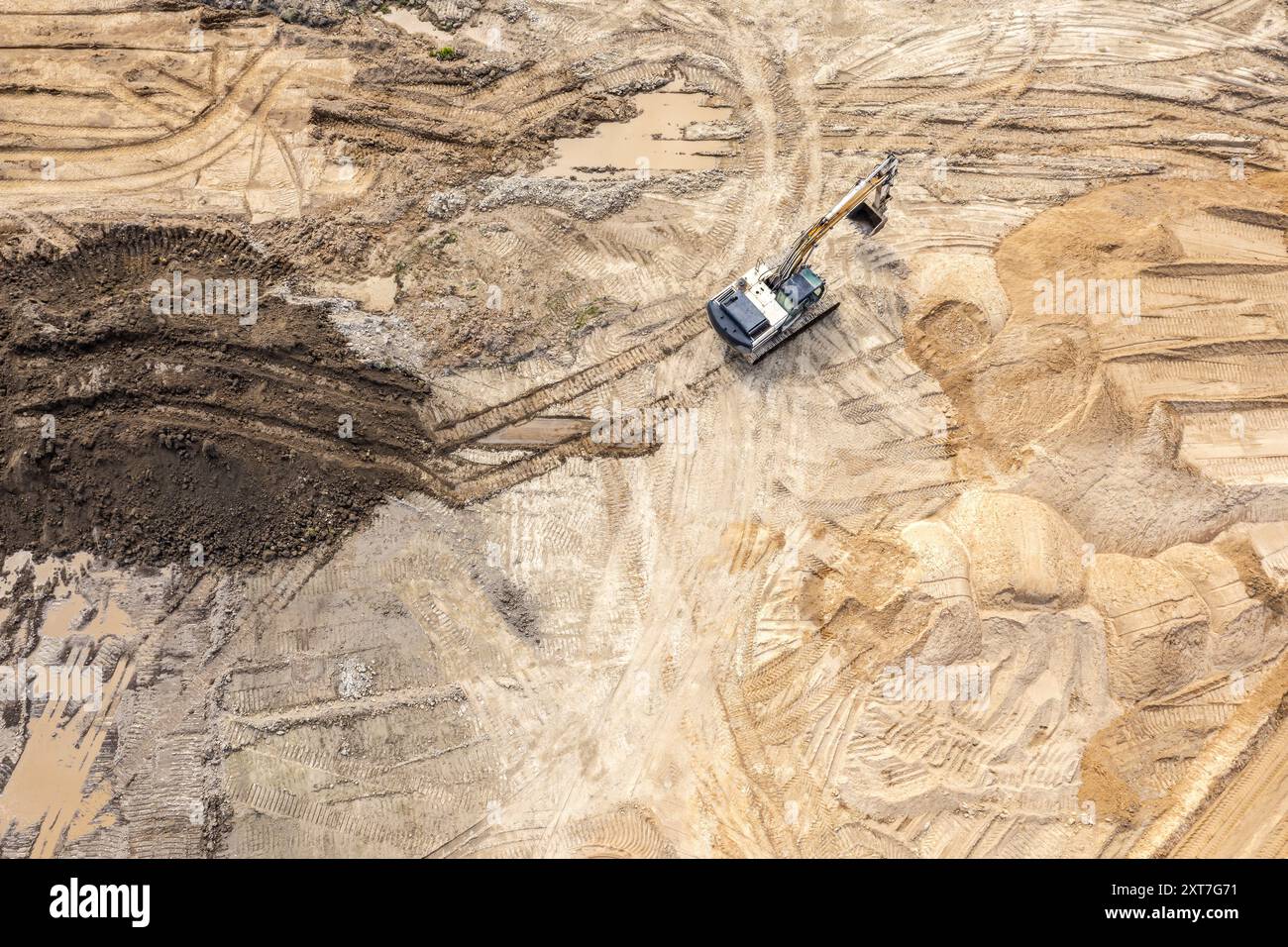 excavator on earthworks at construction site. heavy construction ...