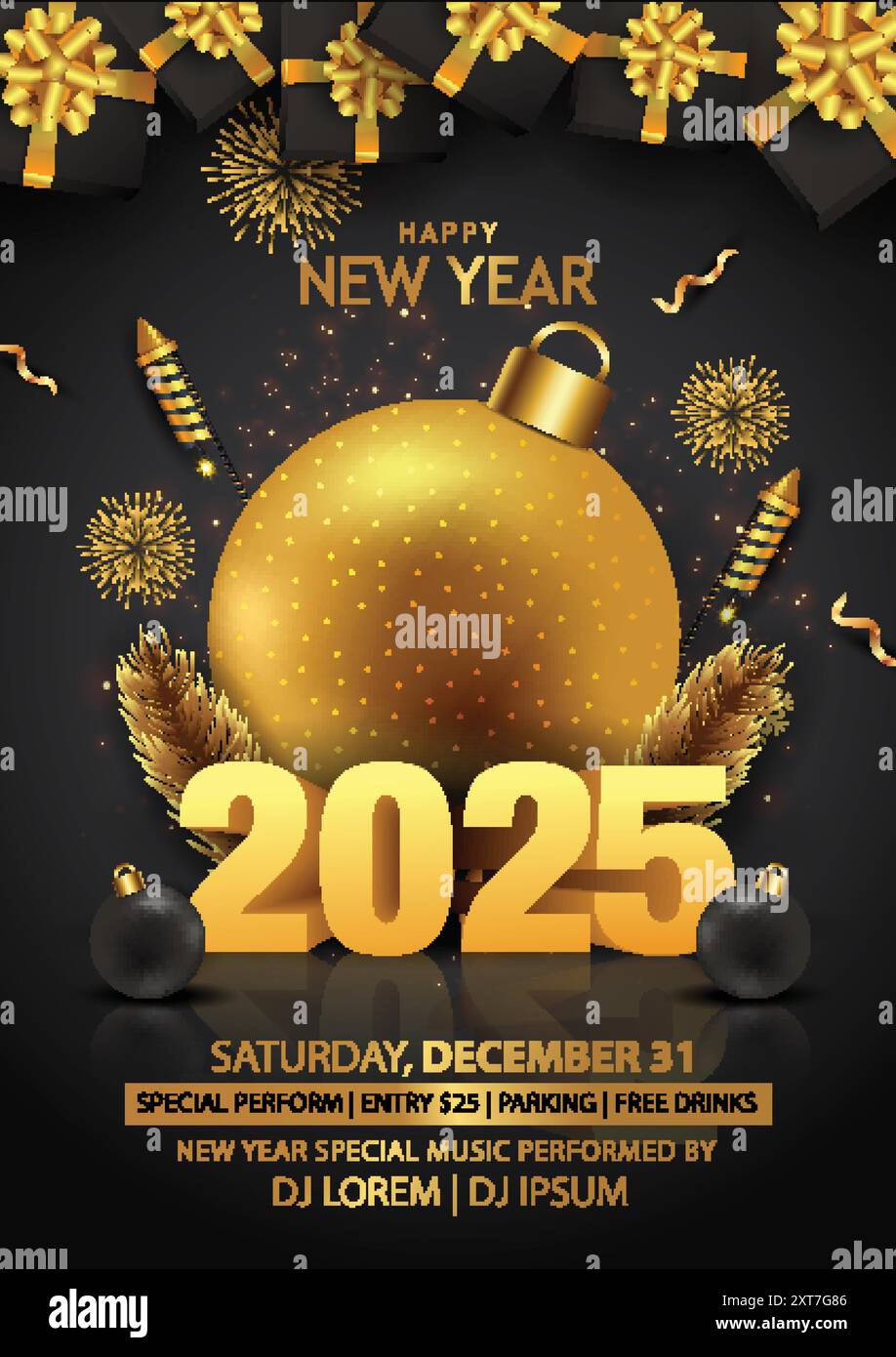 2025 Happy New Year Background for your Flyers and Greetings Card or new year themed party ...